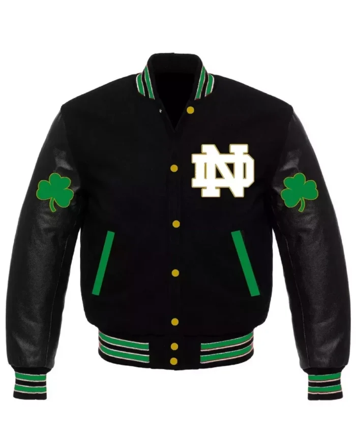 Letterman Notre Dame Fighting Irish Black Varsity Jacket | Trendy ...