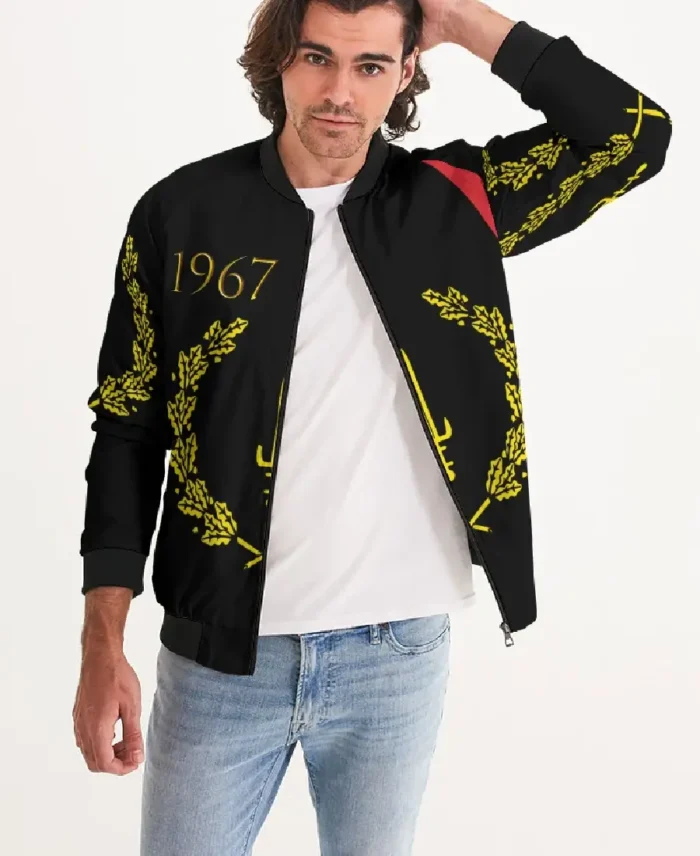 Black American Heritage Flag Bomber Jacket | Trendy Leather Jackets