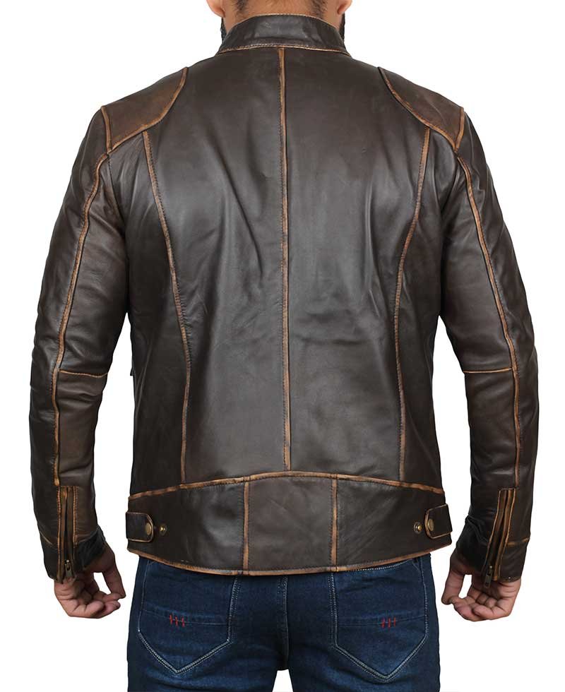 Navarro Brown Leather Cafe Racer Jacket | Trendy Leather Jackets