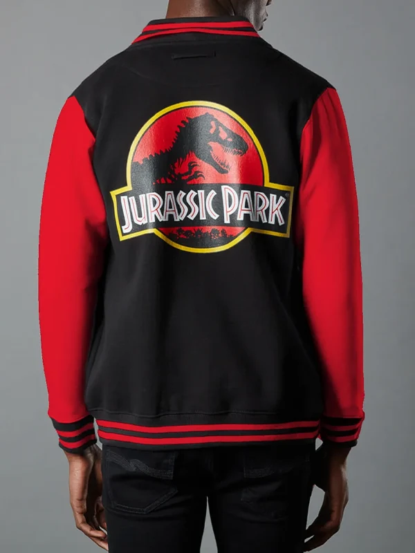 Jurassic Park Black And Red Varsity Jacket | Trendy Leather Jackets