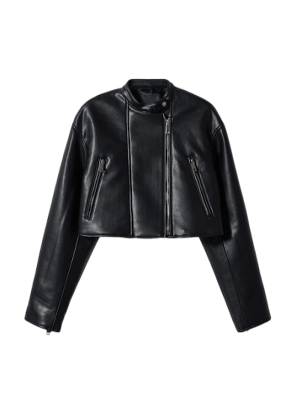 Women Cropped Black Leather Jacket | Trendy Leather Jackets