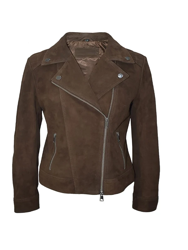 Womens Dark Brown Suede Jacket | Trendy Leather Jackets