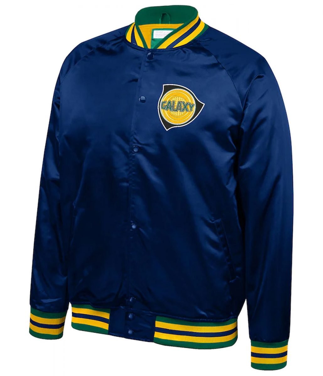 Since 96 Los Angeles Galaxy Satin Navy Blue Jacket | Trendy Leather Jackets