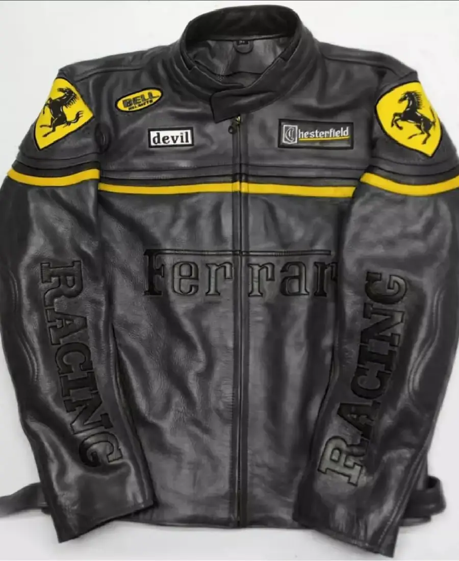 Vintage Ferrari F1 Motorcar Leather Jacket | Trendy Leather Jackets