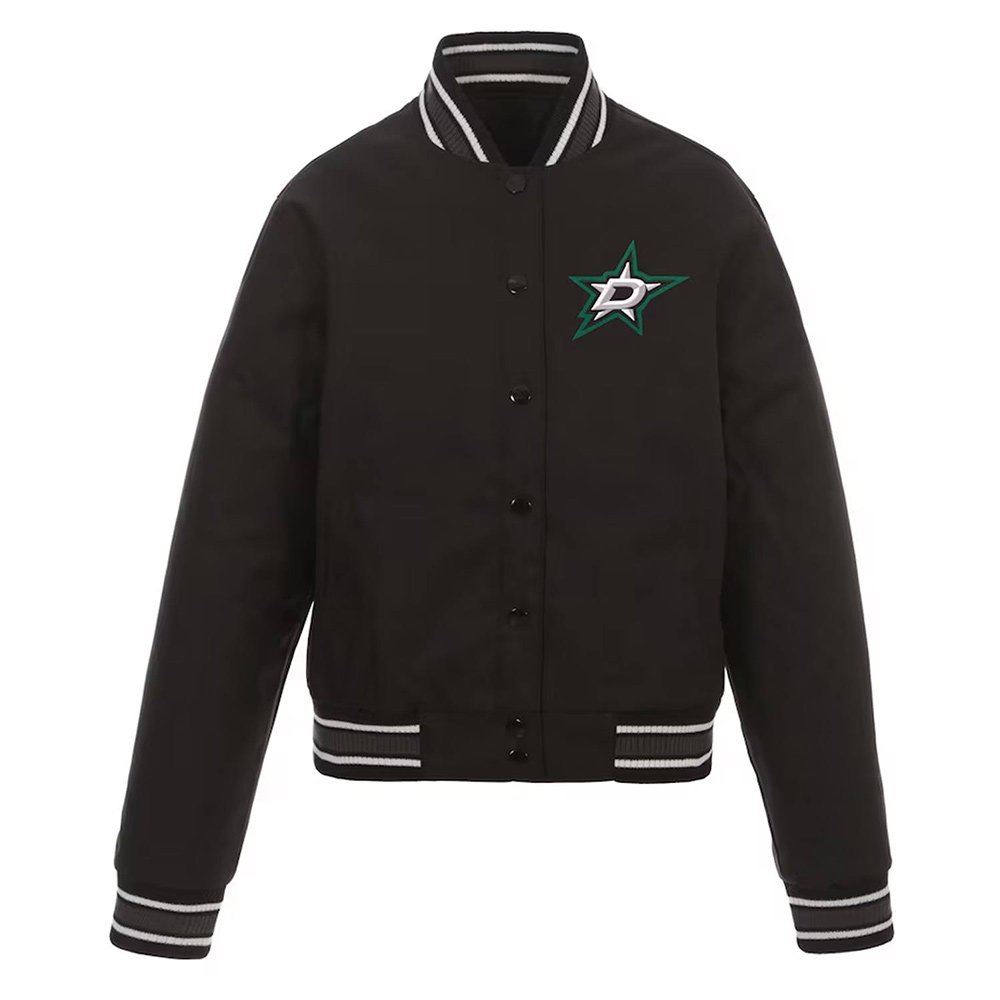 Dallas Stars Front-Hit Poly-Twill Black Jacket | Trendy Leather Jackets