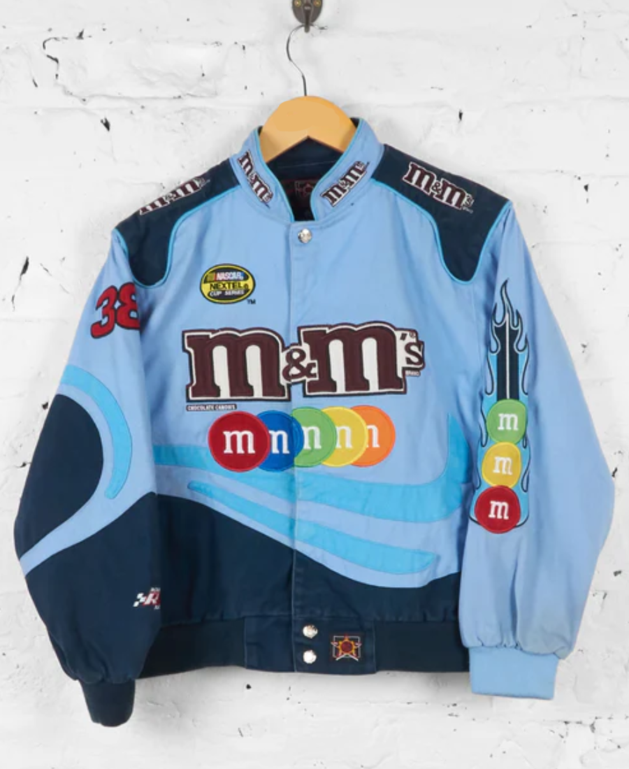 M&M's Nascar Racing Blue Jacket | Trendy Leather Jackets
