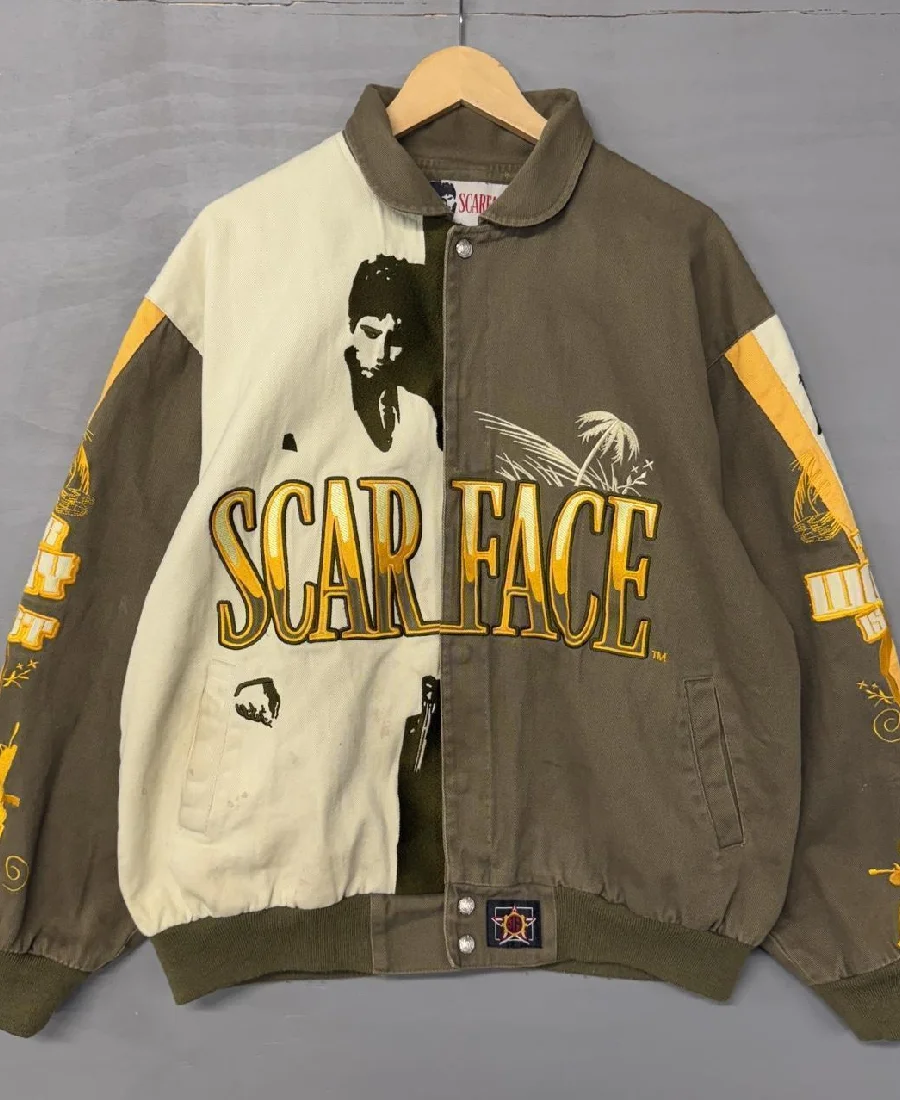 Nascar Scarface Brown And Cream Jacket | Trendy Leather Jackets