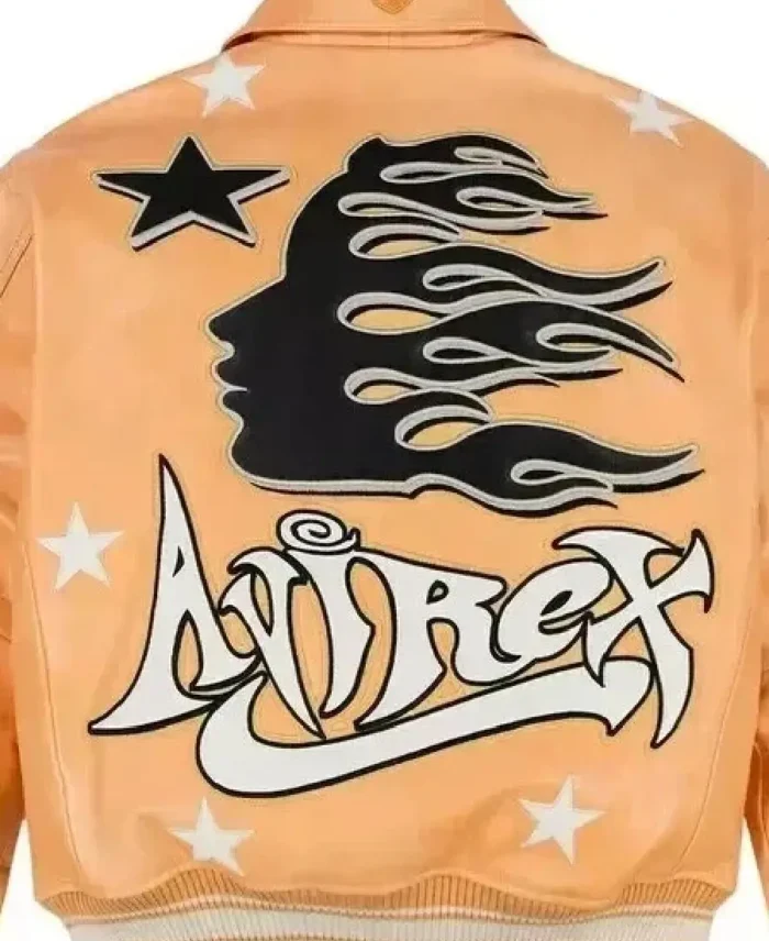 Men's Avirex Orange Hellstar X Leather Jacket | Trendy Leather Jackets