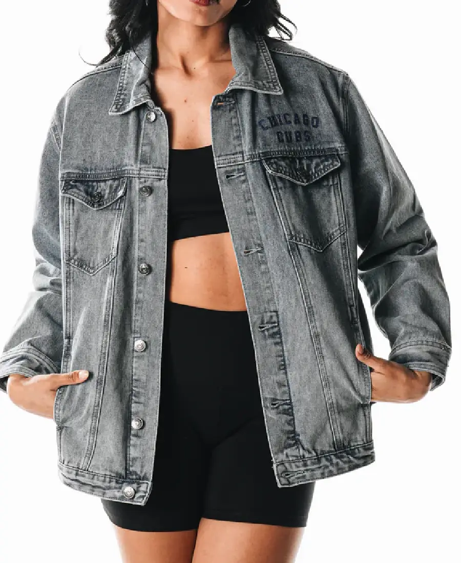 MLB Chicago Cubs Walking Bear Denim Jacket | Trendy Leather Jackets