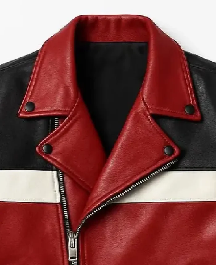Men's Tri-Color Leather Moto Jacket | Trendy Leather Jackets