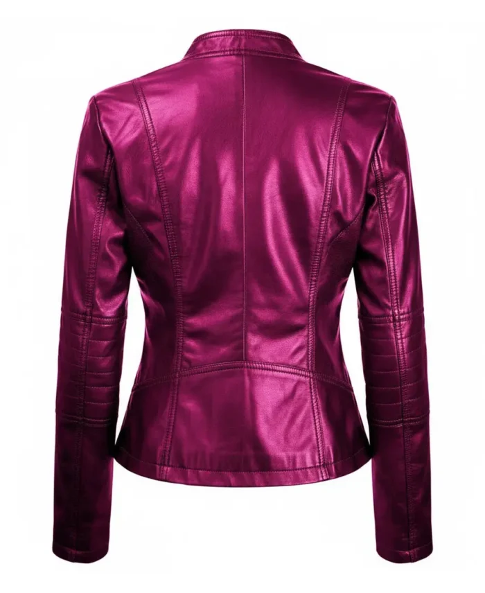 Women's Slik Pink Vegan Leather Jacket | Trendy Leather Jackets