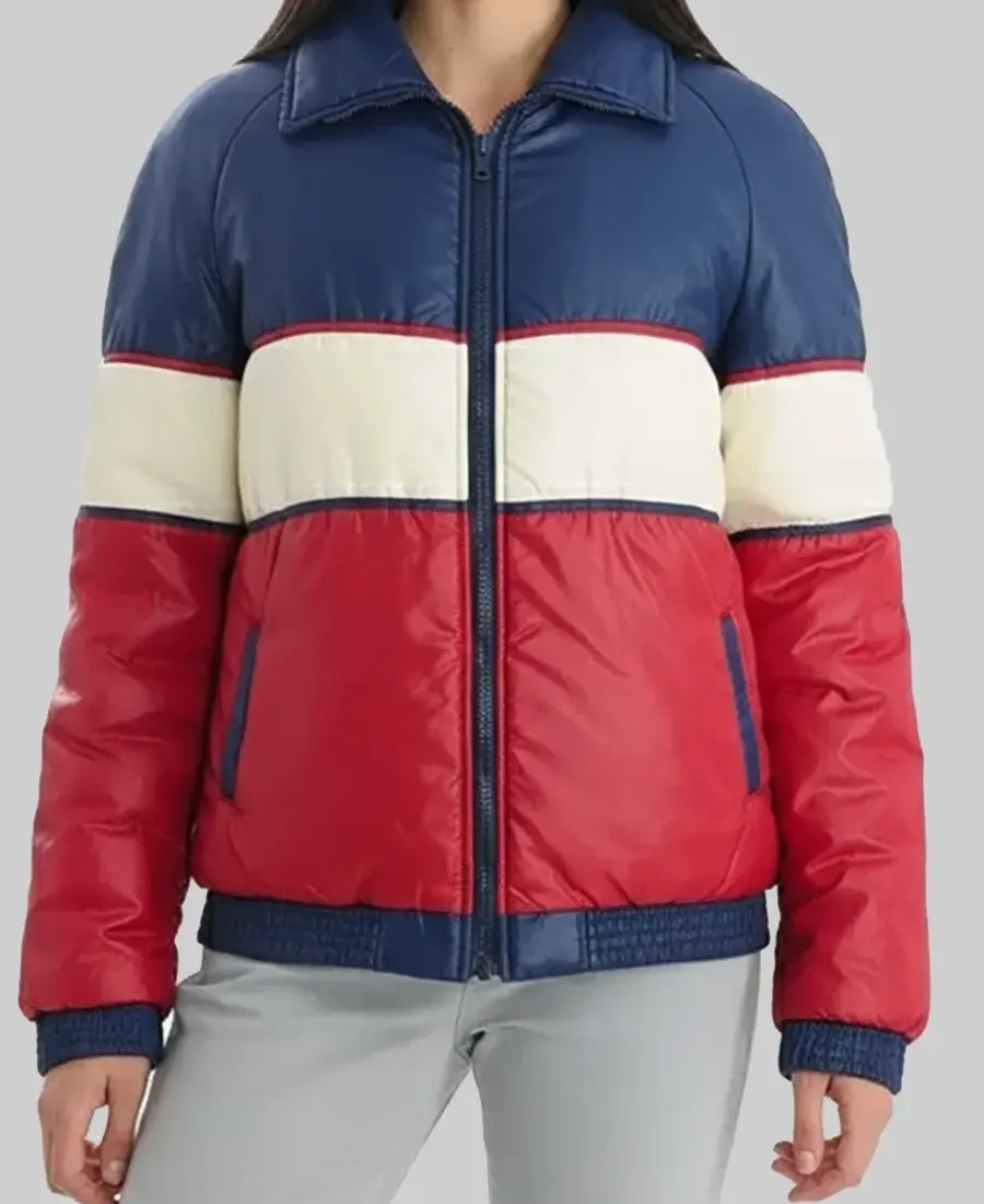 70s Vintage Block Color Puffer Jacket | Trendy Leather Jackets