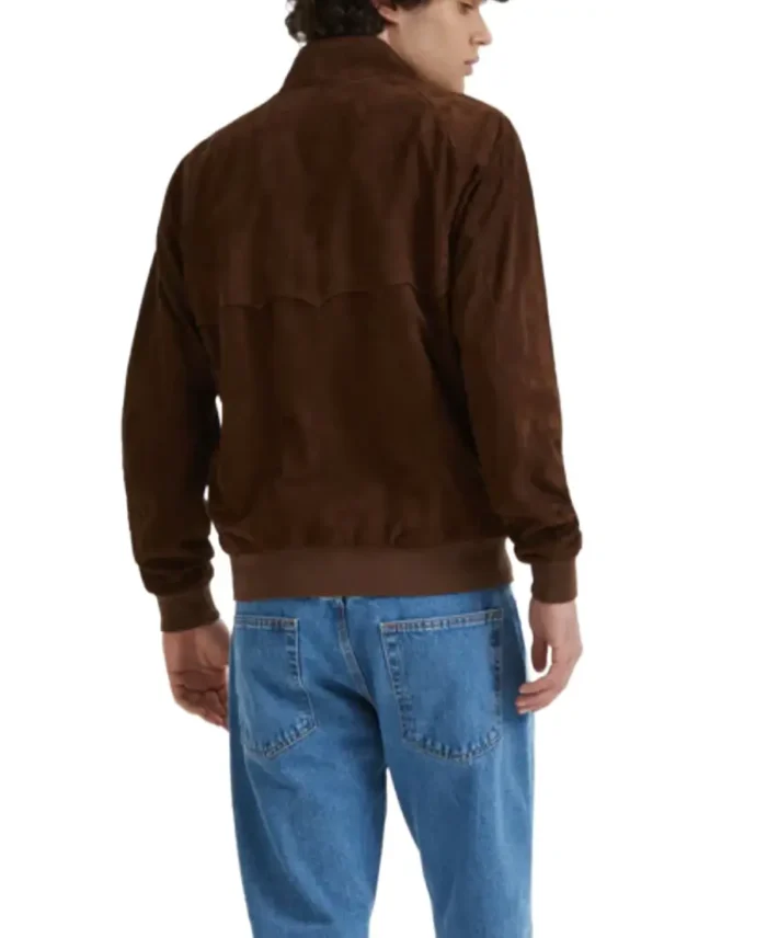 Premium Chocolate Brown G9 Harrington Suede Jacket | Trendy Leather Jackets